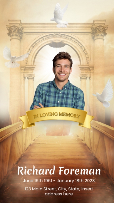 Heavenly Funeral announcement invitation Template | PosterMyWall