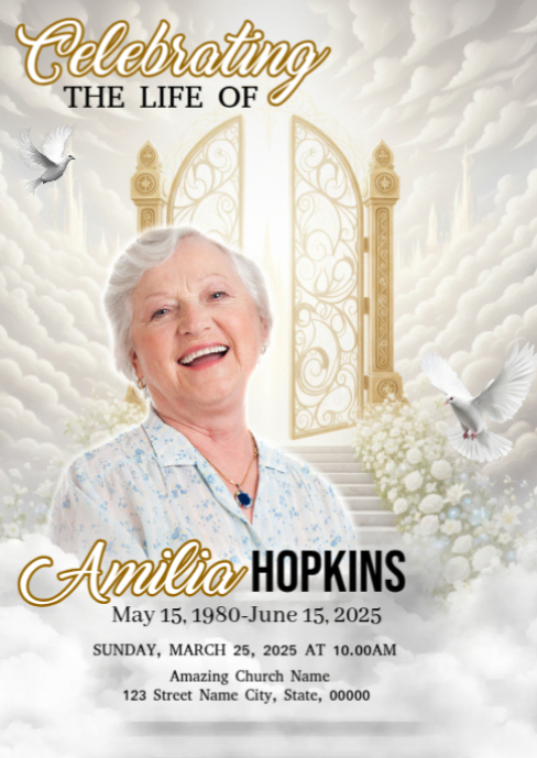 Heavenly Funeral invitation Card Template | PosterMyWall