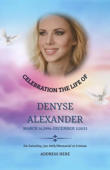 Heavenly Funeral Invitation Card Template (2) | PosterMyWall