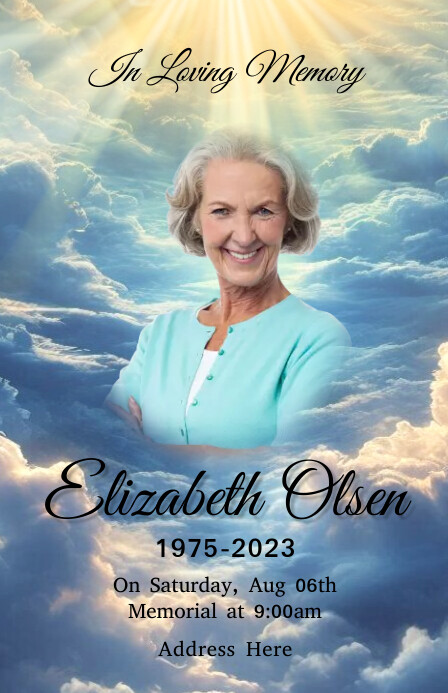 Heavenly Funeral Invitation Card Template | PosterMyWall