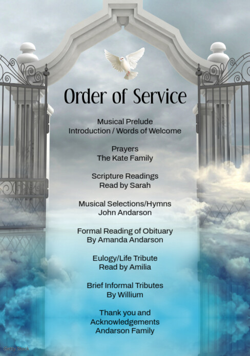 Heavenly Order of Service template | PosterMyWall