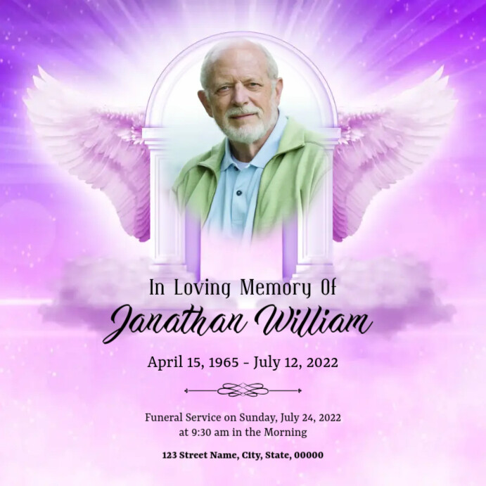 Heavenly Purple Sky Funeral Instagram Post Template | PosterMyWall