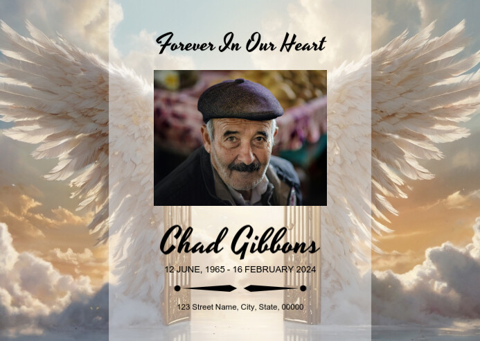Heavenly Sky And Dove Funeral Card Template | PosterMyWall