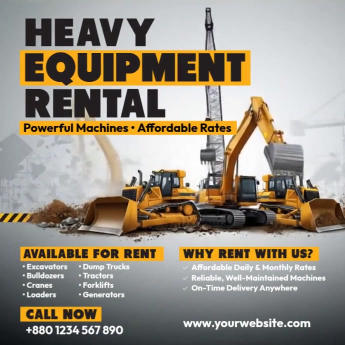 Heavy Equipment Rental Ad Template | PosterMyWall