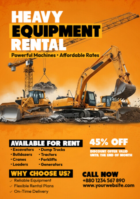Heavy Equipment Rental Template | PosterMyWall