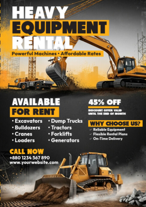 Copy of Heavy Equipment Rental Flyer A2 | PosterMyWall