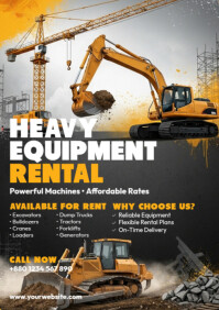 Heavy Equipment Rental Flyer A4 Template | PosterMyWall