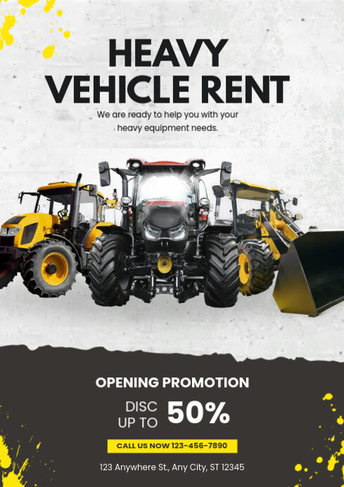 Heavy Vehicle Rent template | PosterMyWall