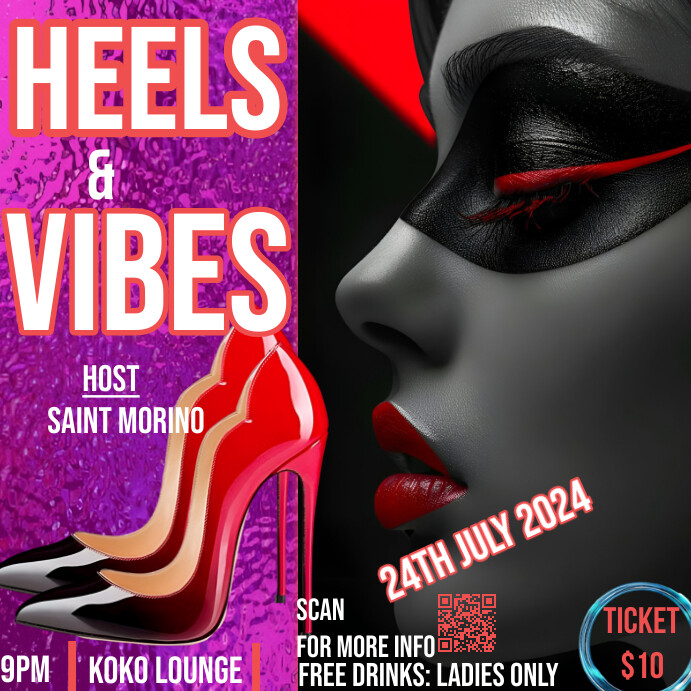 Heels and Vibes flyer Modelo | PosterMyWall
