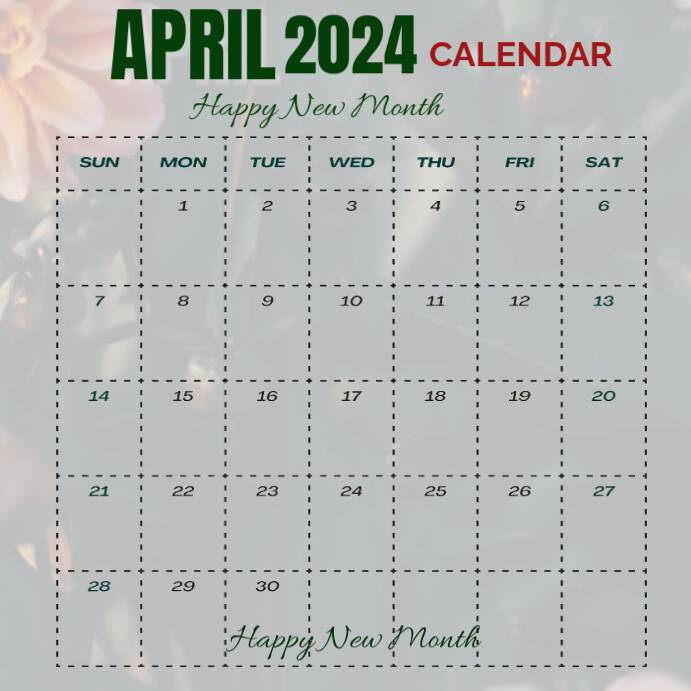 HELLO APRIL CALENDAR (SPRING) Easter Monday Template | PosterMyWall