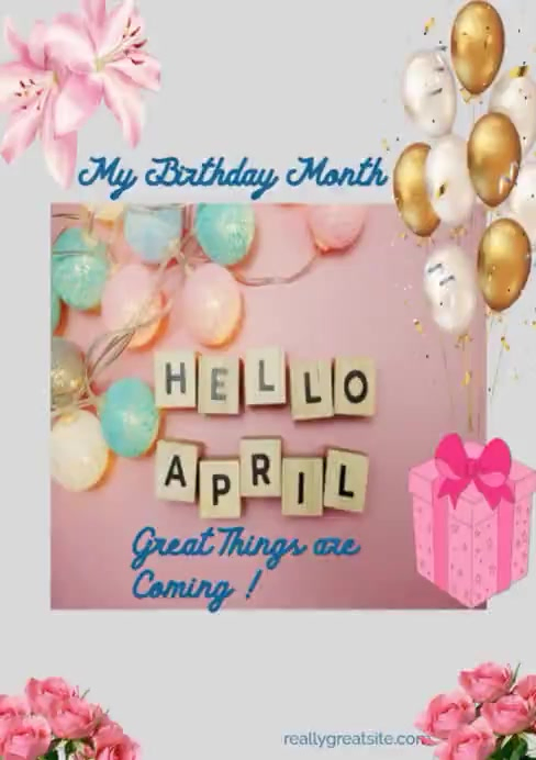Hello April My Birthday Month Card A4 Template | PosterMyWall