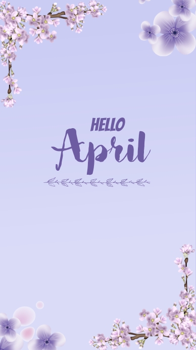 Hello April Purple Instagram poster Template | PosterMyWall