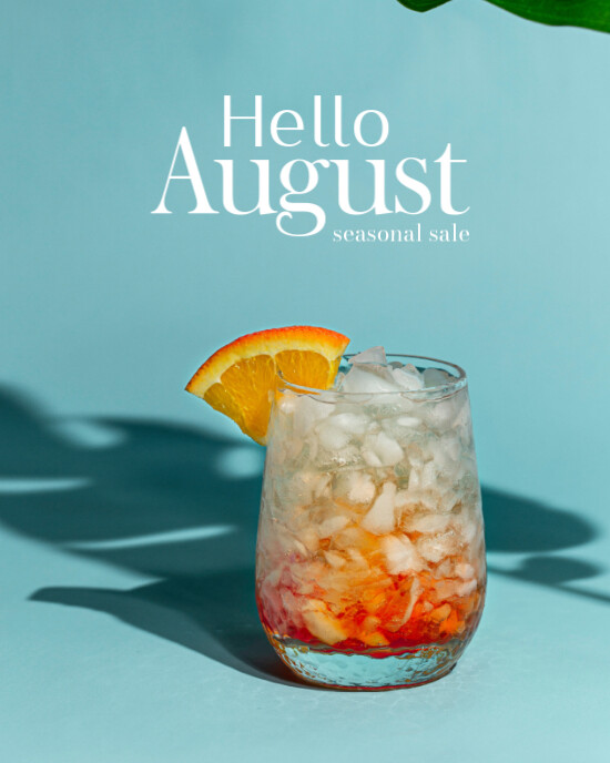 Hello August Instagram Portrait Template | PosterMyWall