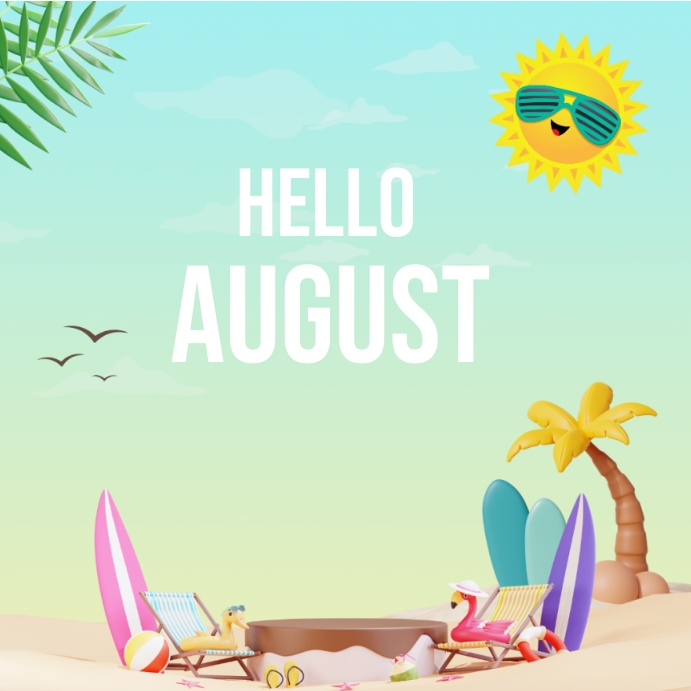 Hello August Instagram Post Template | PosterMyWall