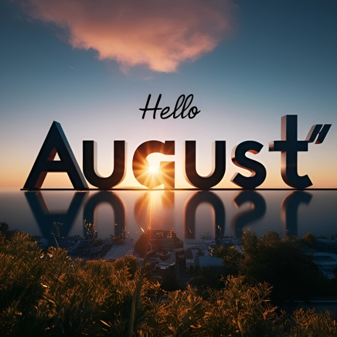 Hello August social media post flyer Template | PosterMyWall
