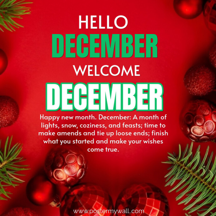 Hello december Template | PosterMyWall