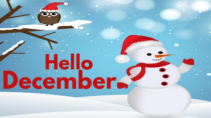 Hello December greeting card Twitter post Template | PosterMyWall