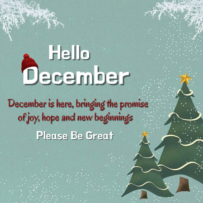 Hello December Greeting Instagram Post Template | PosterMyWall