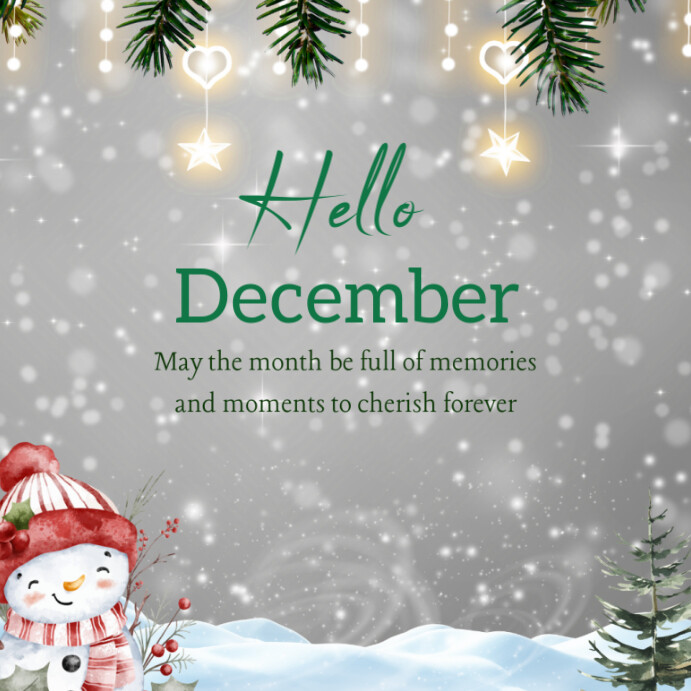 Hello December Instagram post online greeting cards Template | PosterMyWall
