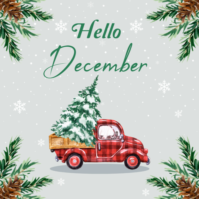 Hello December Instagram post online greeting cards Template | PosterMyWall