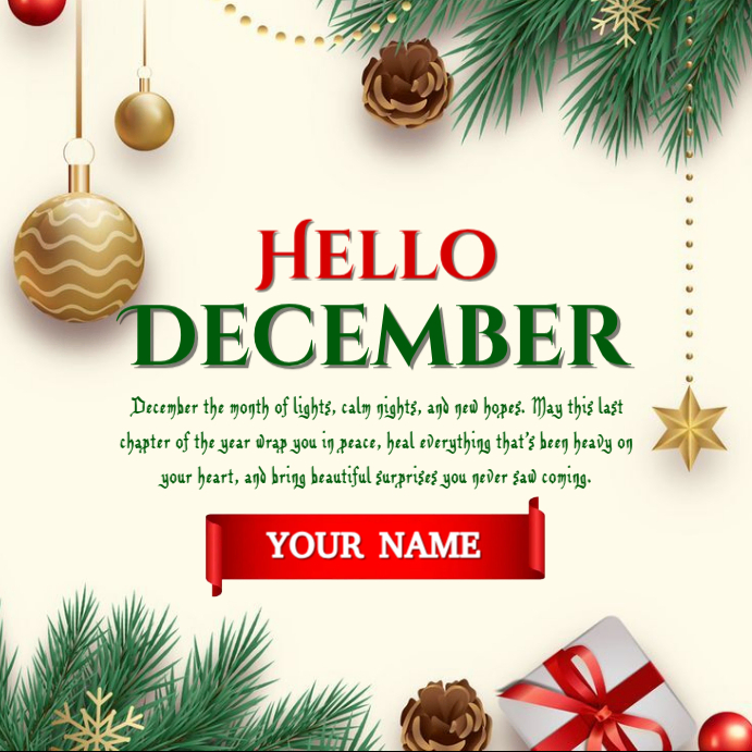Hello December Instagram Post. Template | PosterMyWall