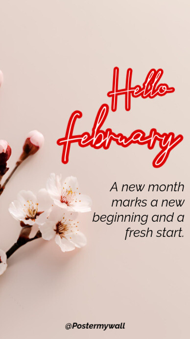 Hello February Greeting floral pattern Welcome February Greetings love ...