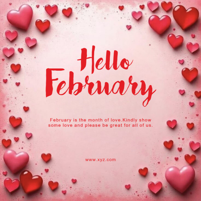 Hello February Greetings Square Template | PosterMyWall