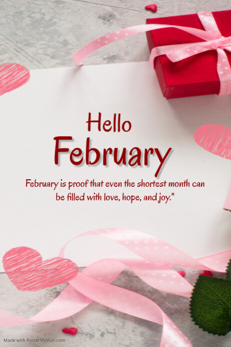 Hello February Poster Template 2025 | PosterMyWall