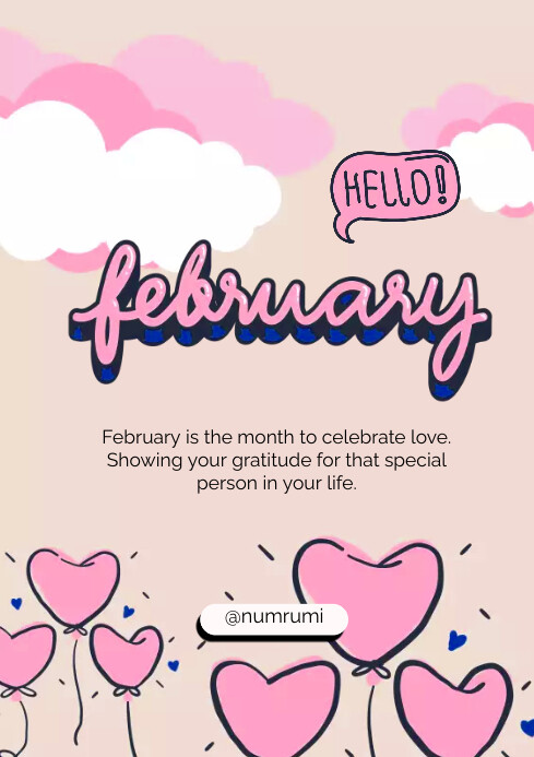 hello february template | PosterMyWall