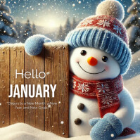 White Hello January Instagram Post Template | PosterMyWall