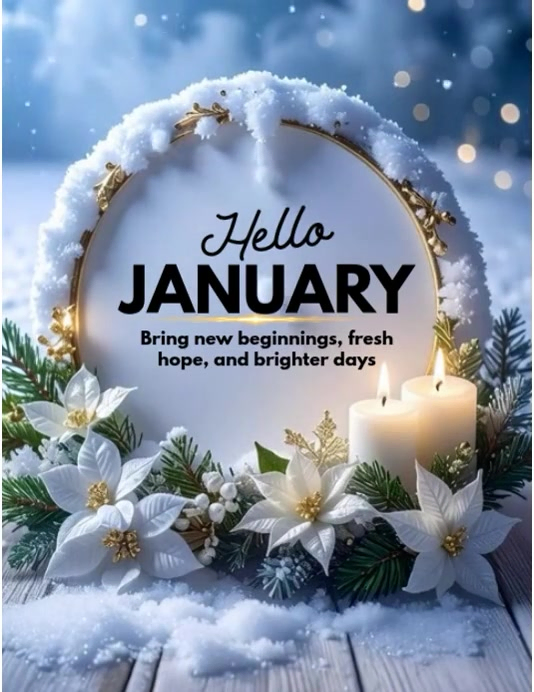 Hello January Winter Greeting – Fresh Start New Month Template ...