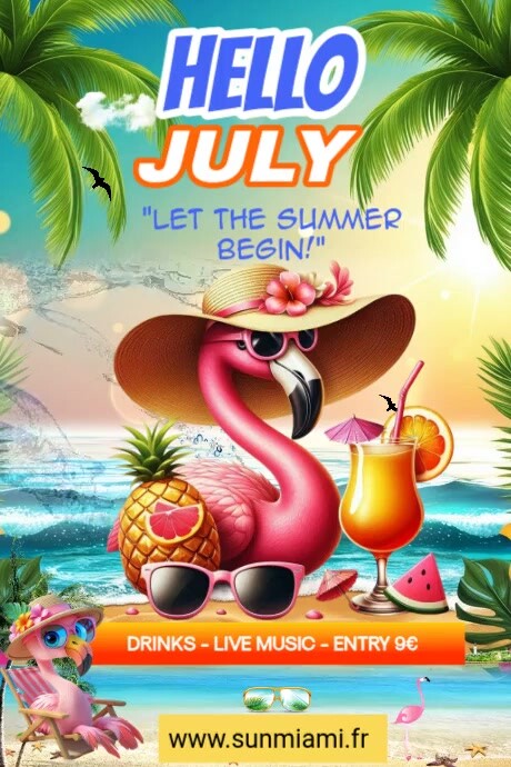 Hello July and Summer Kickoff Bash Template | PosterMyWall