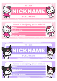 Hello Kitty Name Tag Design For Kids