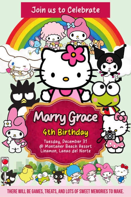 Hello Kitty Birthday Flyers Templat | PosterMyWall