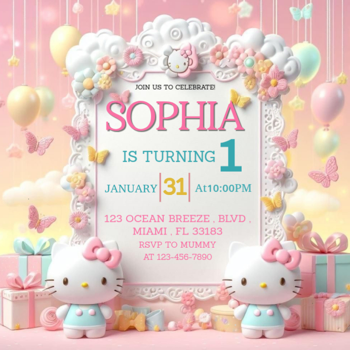 hello-kitty-birthday-invitation-design-template | PosterMyWall