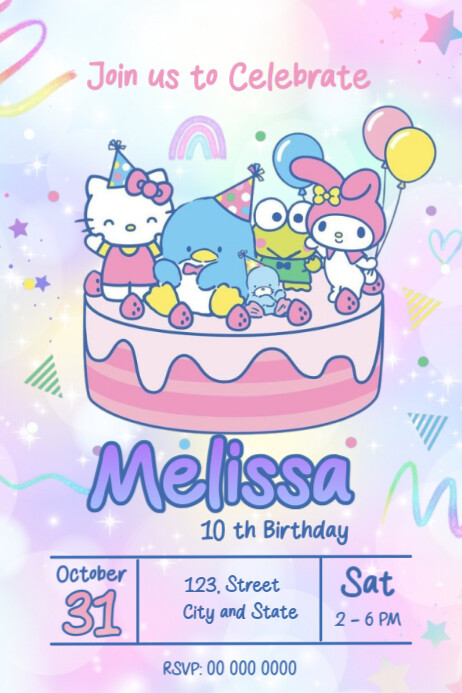 Hello Kitty Birthday Invitation Template | PosterMyWall
