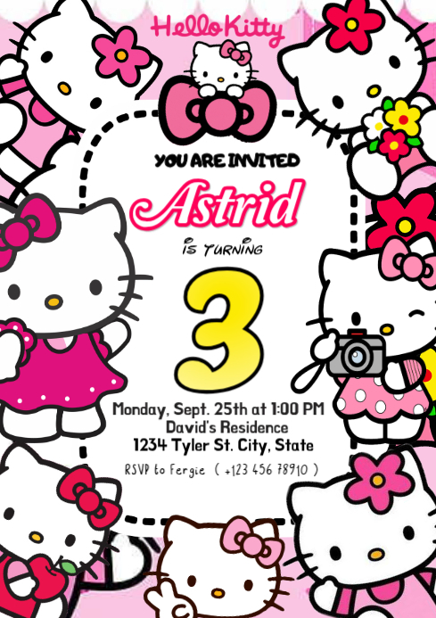 hello kitty birthday invitation Template | PosterMyWall