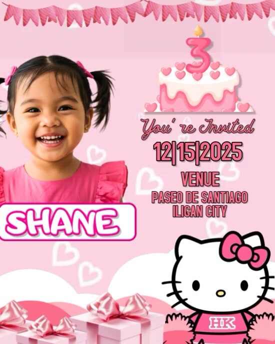 Hello kitty Birthday Invitation Video Template | PosterMyWall