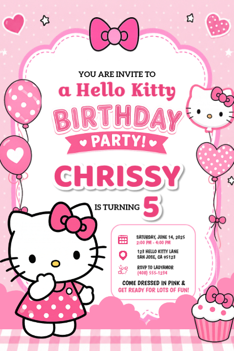 Plantilla de Hello Kitty Birthday Party | PosterMyWall