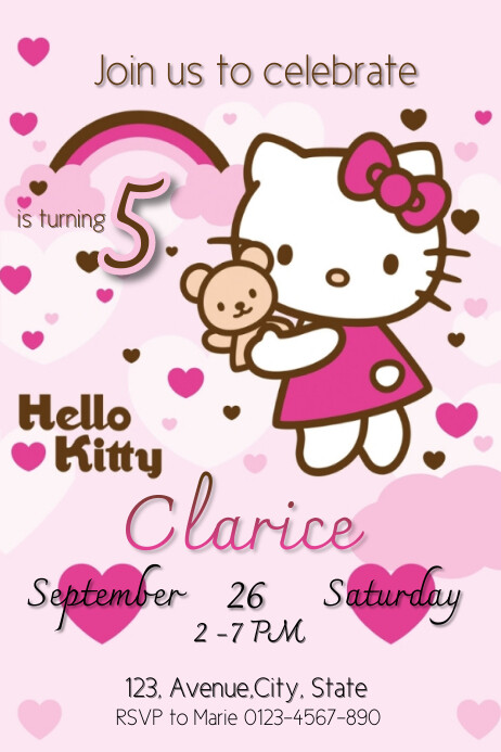 Hello Kitty Invitation Birthday Template | PosterMyWall