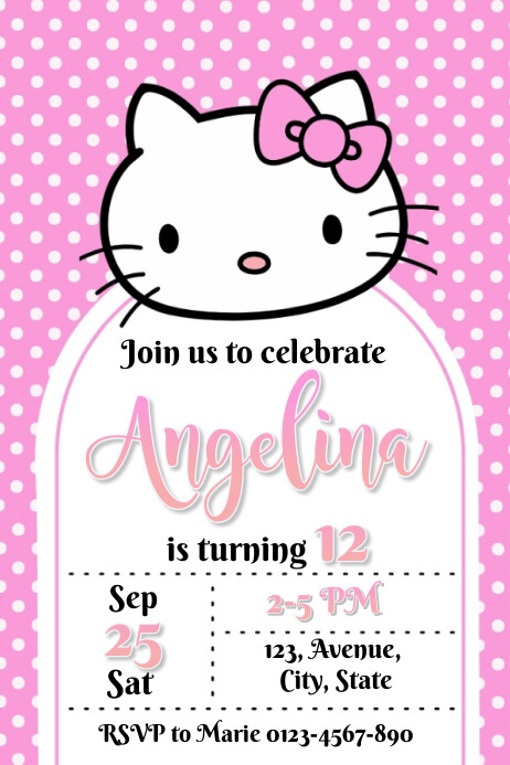 Hello Kitty invitation Birthday Template | PosterMyWall
