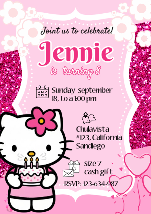 hello kitty invitation Template | PosterMyWall