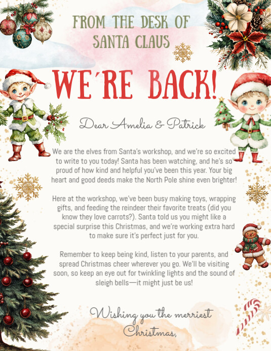 Hello Letter from Elves Editable Template | PosterMyWall
