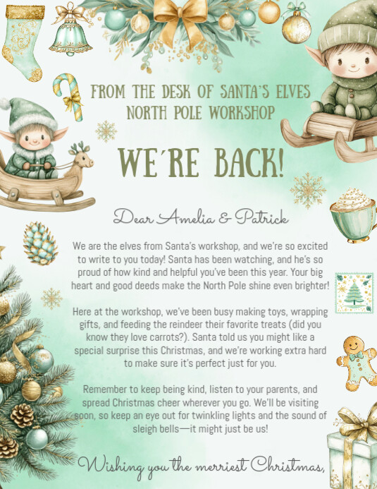 Hello Letter from Elves Editable Template | PosterMyWall