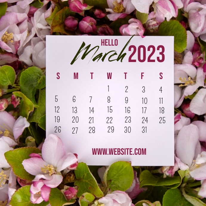 Copy of hello march calendar, march 2023 calendar (1) | PosterMyWall