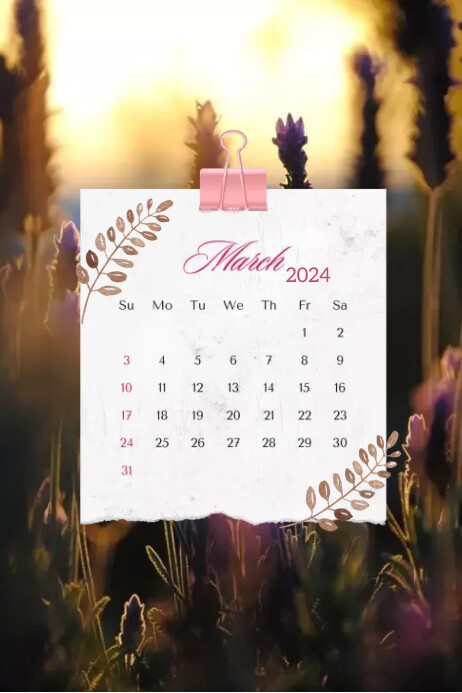 Plantilla de hello march calendar 2024 | PosterMyWall