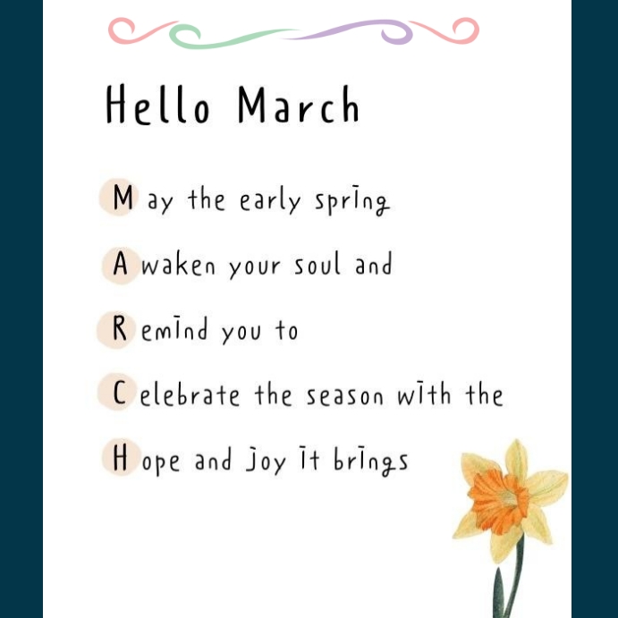 Plantilla de Hola Folleto de Marzo | PosterMyWall