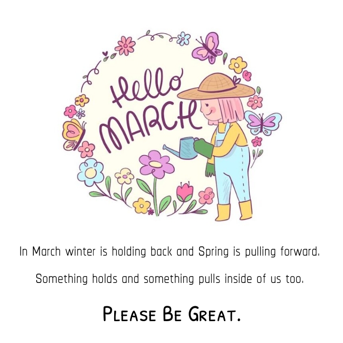 Hello March Instagram Post. Template | PosterMyWall