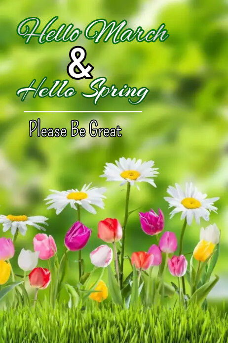 Hello march spring poster Template | PosterMyWall
