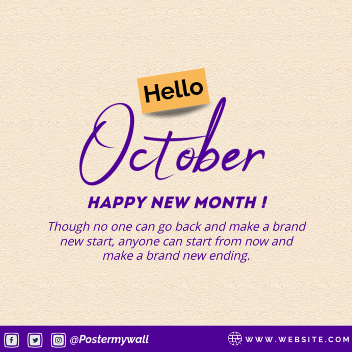 Copy of Hello Month Of October Instagram Post | PosterMyWall